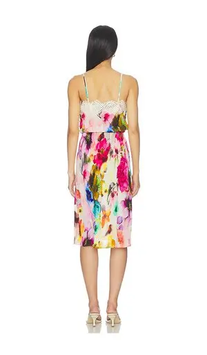AFRM Tabitha Dress Vibrant Floral Georgette With Lace Trim - Multi
