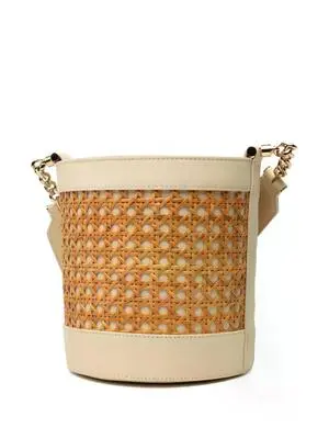 BVLGARI 2000-2026 Wicker And Calfskin Serpenti Forever Bucket Bag - Neutrals