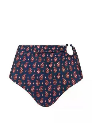 Johanna Ortiz Taita Paisley Print Bikini Bottoms - Blue