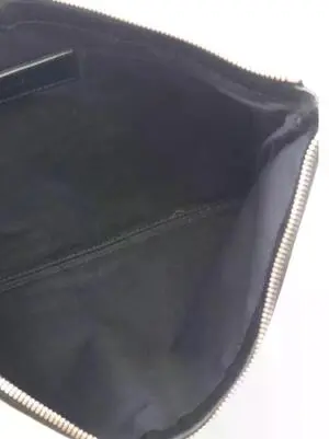 Balenciaga 2000s Canvas And Leather Trim Clip Clutch Bag