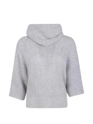 D.exterior Sequin Embellished Cowl Neck Sweater