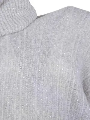 D.exterior Sequin Embellished Cowl Neck Sweater