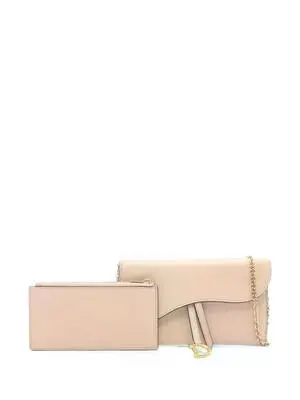 Dior Christian Dior 2010s Saddle Chain-Strap Mini Bag Neutrals