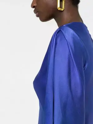 Alberta Ferretti Long Puff-sleeves Silk Gown