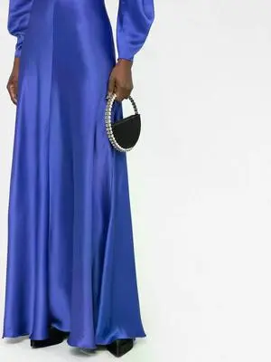 Alberta Ferretti Long Puff-sleeves Silk Gown