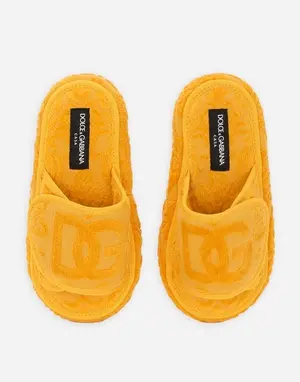 Dolce & Gabbana Terry Cotton Jacquard Platform Slippers