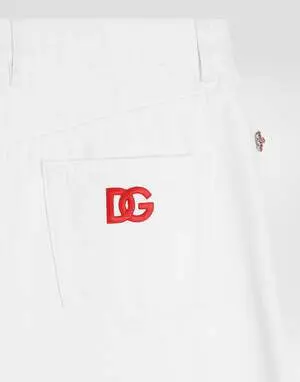 Dolce & Gabbana White Denim Trousers With Embellished Buttons