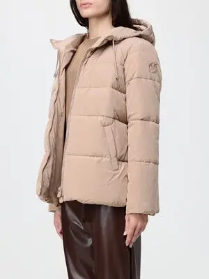 Pinko Eleodoro Cropped Quilted Nylon Puffer Jacket With Hood And Logo