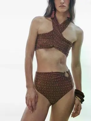Johanna Ortiz Spice Printed Bikini Top - Brown