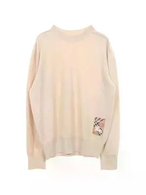 Burberry Logo Patch Crew Neck Sweater - Neutrals