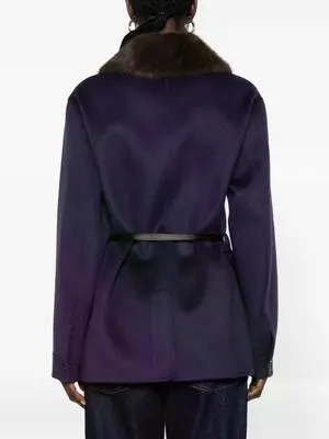 P.a.r.o.s.h Faux Fur Collar Belted Jacket