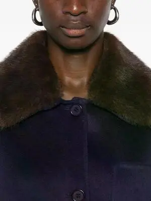 P.a.r.o.s.h Faux Fur Collar Belted Jacket