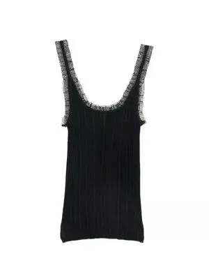 FORTE_FORTE Lace-trimmed Ribbed Top