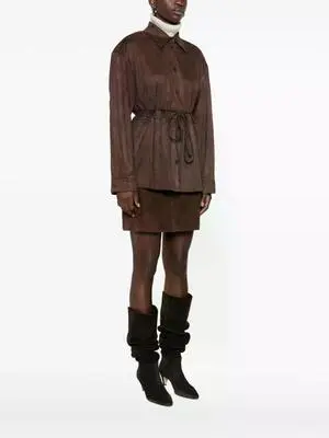 ELEH Belted Faux-suede Shirt