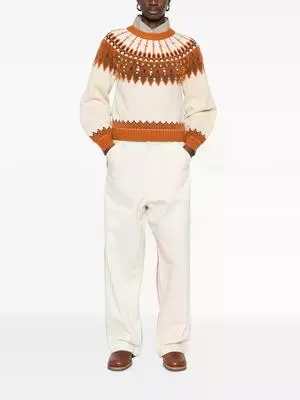 I BLUES Crystal Embellished Jacquard Knit Sweater