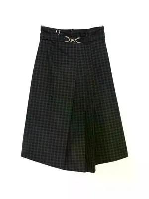I BLUES Tartan Pleated Skirt - Grey