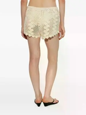 Posse Saskia Crochet-knit Shorts - Neutrals