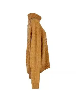 Ralph Lauren Brown Cable-knit Turtleneck Sweater