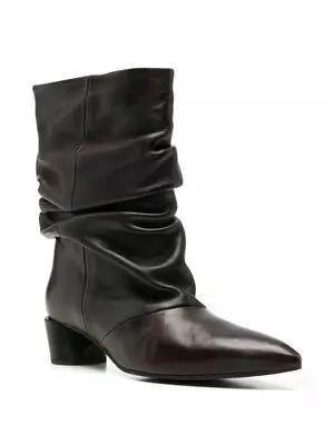 LISKA Ruched Leather Mid-calf Boots