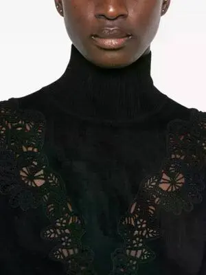 Zimmermann Lace-trimmed Wool Roll-neck Sweater