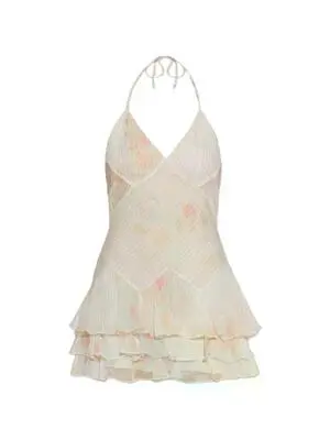 LoveShackFancy Adrinette Tiered Ruffled Mini Dress - Neutrals