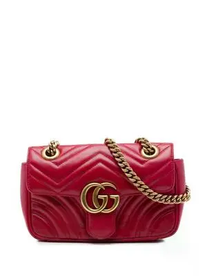 Gucci 2016-2026 Small Gg Marmont Matelasse Calfskin Shoulder Bag - Red