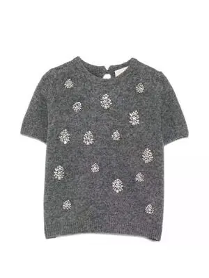 I BLUES Embellished Crewneck T-shirt - Grey