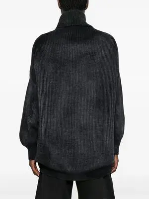 Avant Toi Ribbed Knit Roll Neck Sweater - Blue