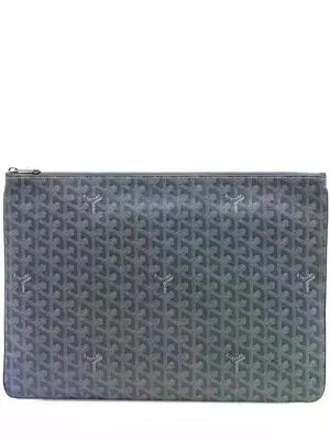 Goyard Senat Gm Clutch Bag In Coated Canvas - Grey