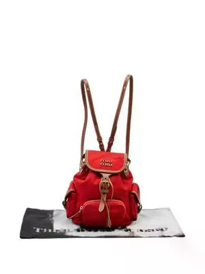 Miu Miu Canvas And Leather Trim Drawstring Backpack