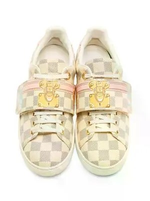 LOUIS VUITTON Frontrow Trunk-print Touch-strap Sneakers - Brown