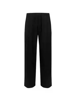 LANEUS Tapered-fit Wool Trousers - Black