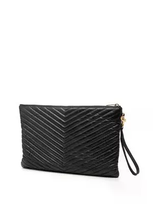Saint Laurent Chevron Leather Monogram Document Holder Clutch Bag