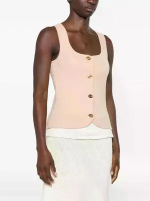 FORTE_FORTE Knitted Vest With Gold-tone Hardware - Neutrals