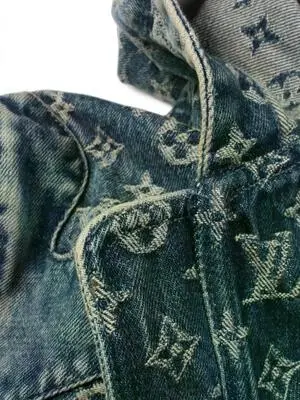LOUIS VUITTON Monogram Patchwork Denim Hooded Jacket - Blue