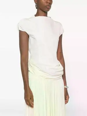 Magda Butrym Draped Cap-sleeve Blouse - Neutrals