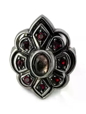 Gucci Crystal-embellished Flower Ring - Silver
