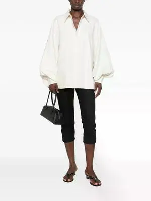 SOSUE Balloon Sleeve Cotton Shirt - Neutrals