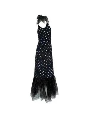 Staud Polka-dot Tulle Trim Dress