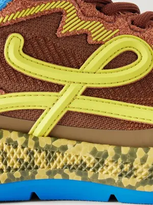 Loewe Pogo Logo-detailed Suede-trimmed Knitted Sneakers - Multi
