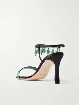 Manolo Blahnik Kasasan 90 Bead-embellished Satin Sandals