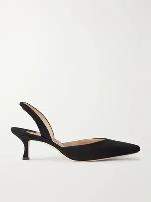 Manolo Blahnik Carolyne 50 Suede Slingback Pumps - Black