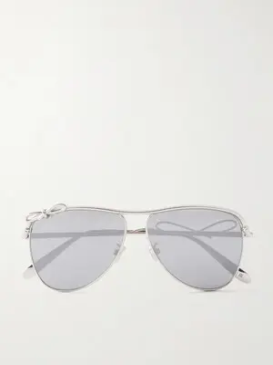 Dior Aviator-style Metal Sunglasses With Bow Accents - Silver