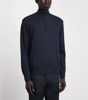 Paul & Shark Virgin Wool High-neck Sweater With Contrast Piping