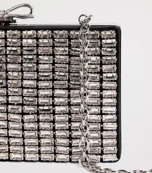 SELF-PORTRAIT Crystal Chainmail Clutch Bag With Bow Detail