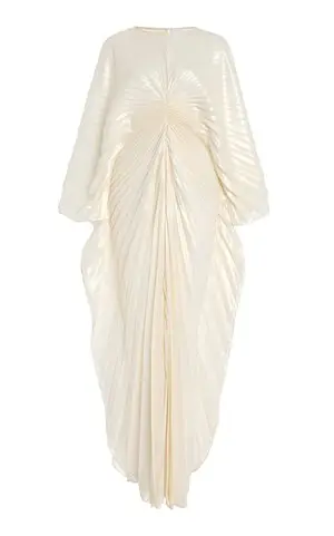 GEORGIA HARDINGE Pleated Chiffon Maxi Kaftan Dress - Ivory