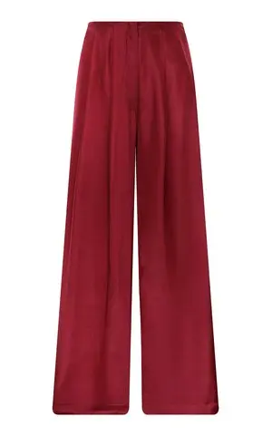 ANDRES OTALORA Origen Mid-rise Silk Wide-leg Pants - Red