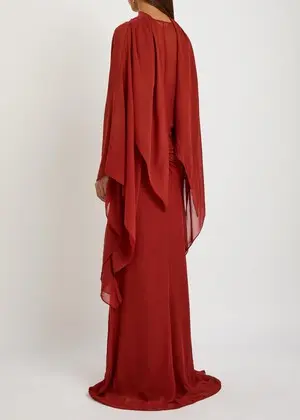 DE LA VALI Florencia Bead-embellished Chiffon Maxi Gown