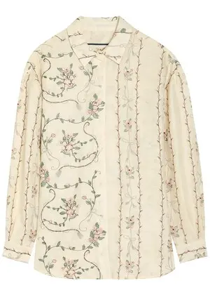 Agua Bendita Cecile Embroidered Linen Shirt - Multicoloured