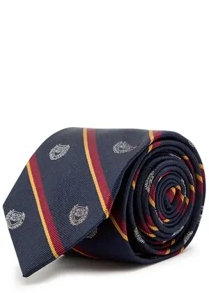 Gant Gant Yale Striped Silk Tie Navy